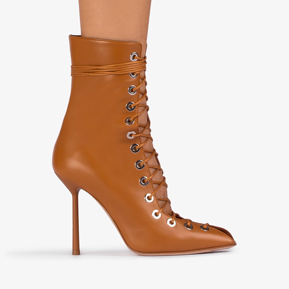 Cuba brown leather lace-up ankle boot - Le Silla